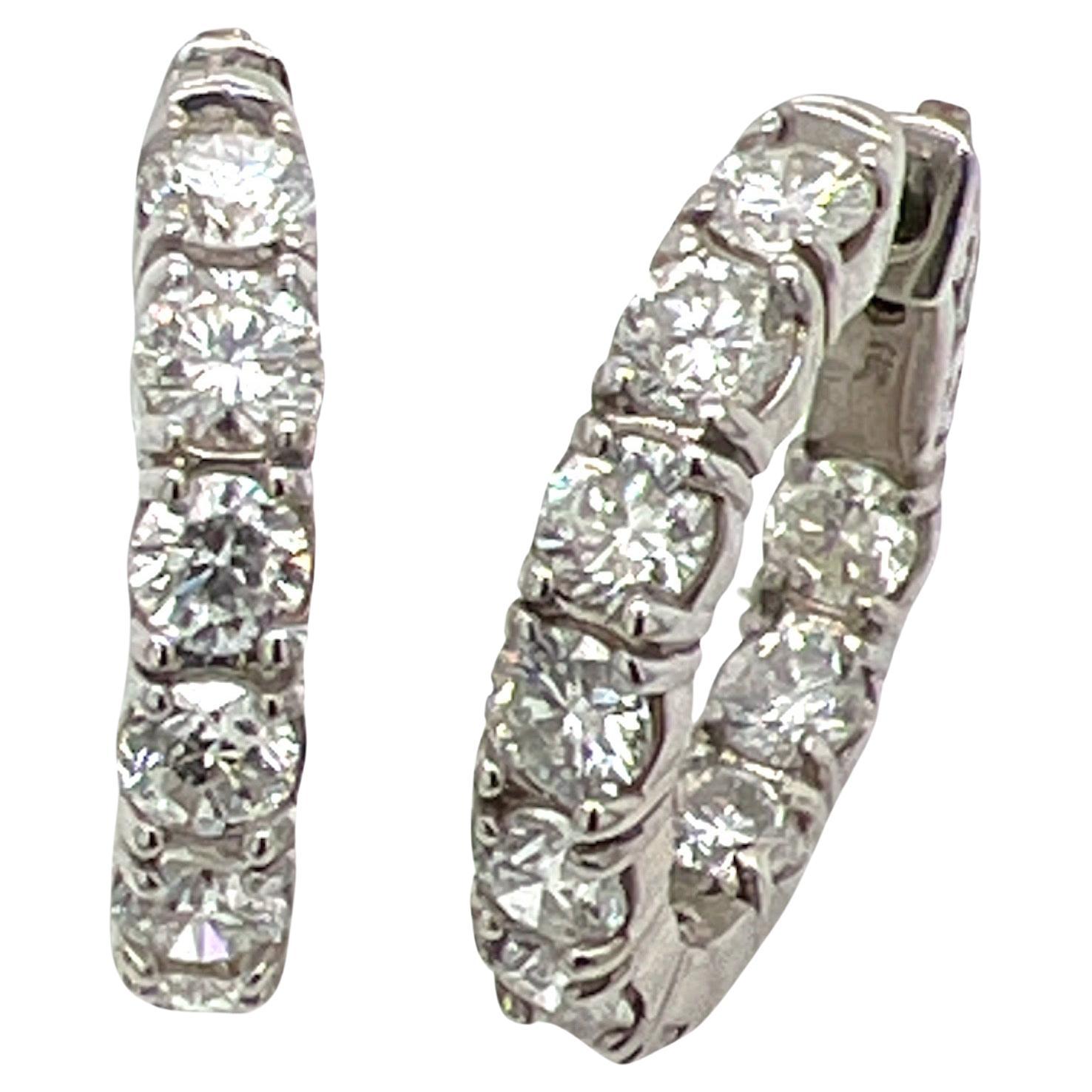 Italian Diamond Gold In Out Double Drop Hoop Earrings at 1stDibs
