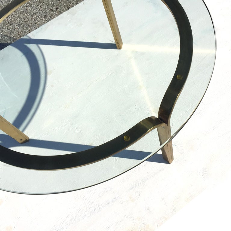 Nicos Zographos Brass Glass Ribbon Coffee Table at 1stDibs