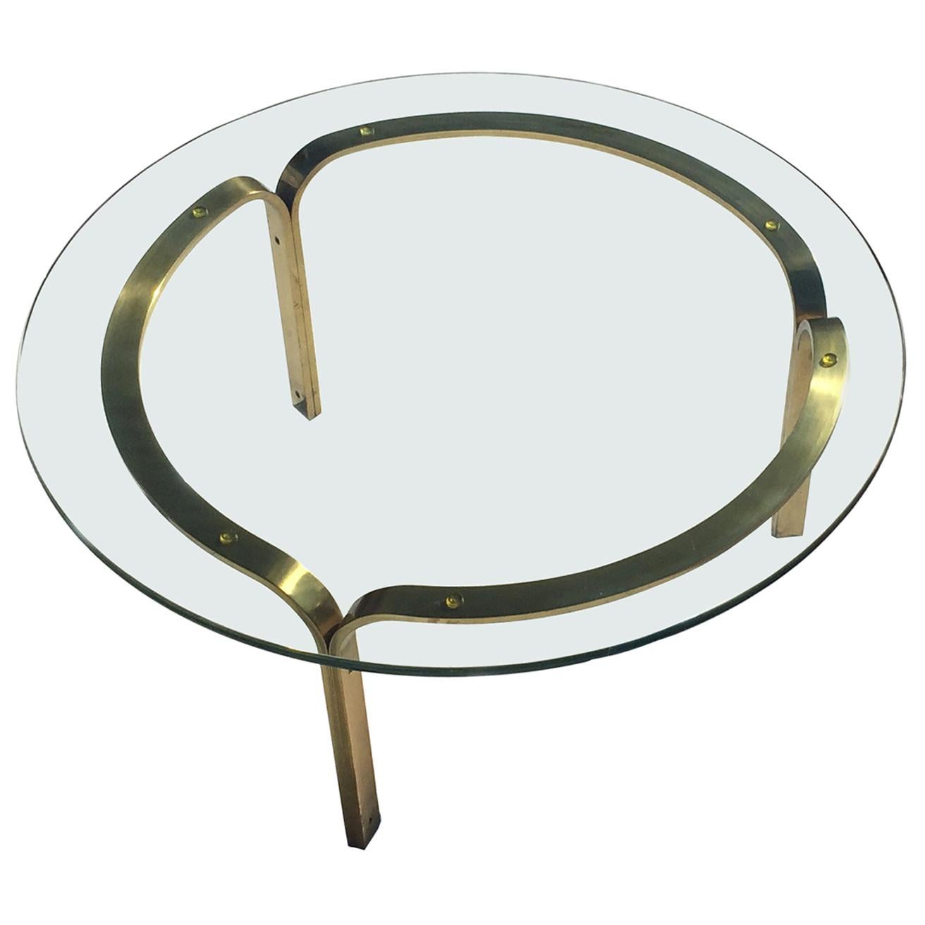 Nicos Zographos Brass Glass Ribbon Coffee Table at 1stDibs