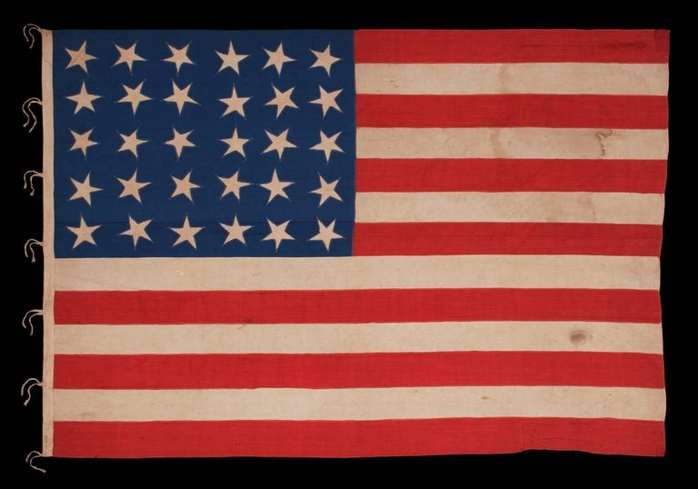 30 Stars on an Antique American Flag Made in the Period Between 1870 ...