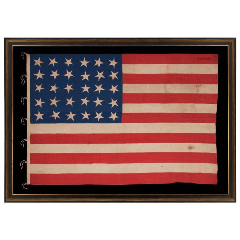 30 Stars on an Antique American Flag Made in the Period Between 1870 ...