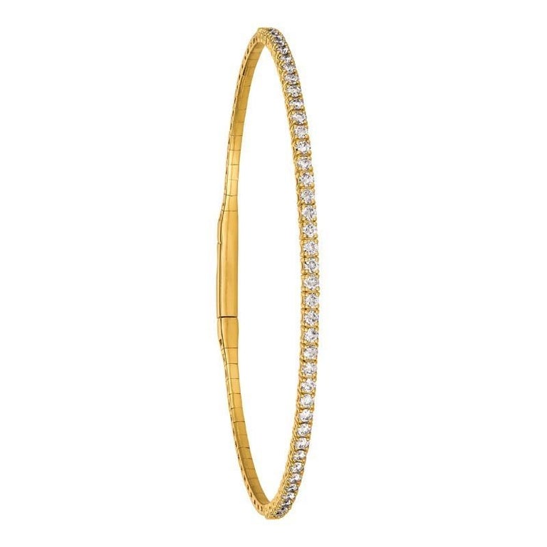 3 00 Carat Natural Diamond Flexible Bangle Bracelet G H Si 14 Karat