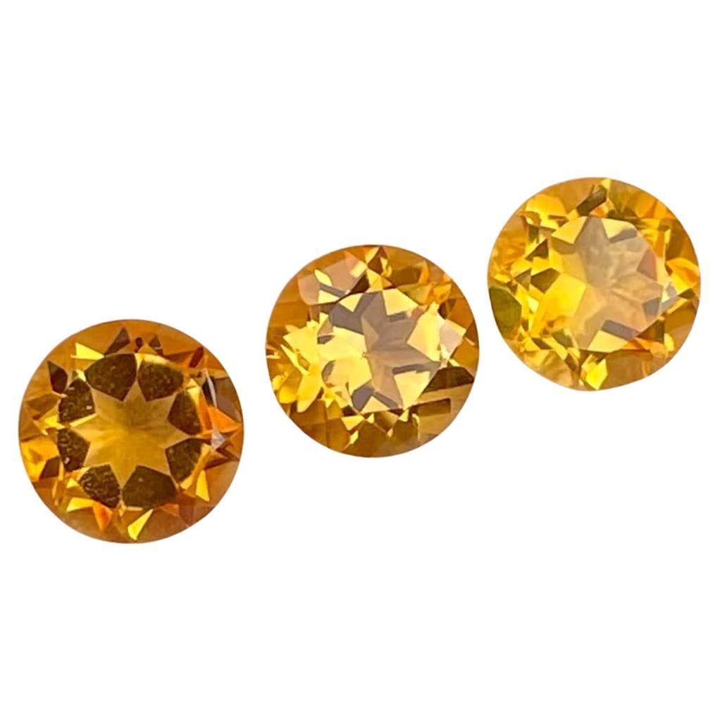 3.00 Carats Citrine Stone Pair 3 Piece Round Cut Natural Brazilian ...