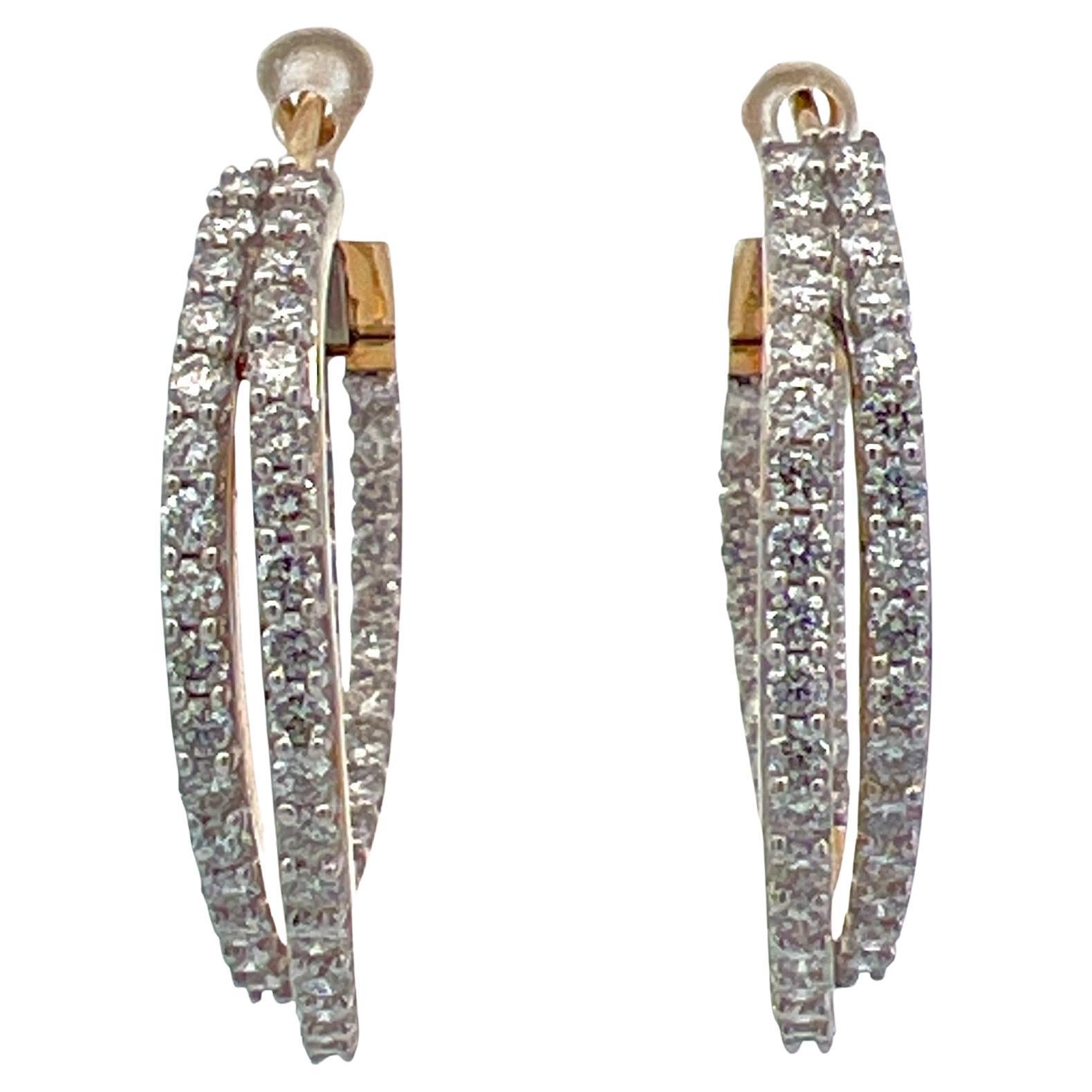 2.00 CTW Round Brilliant Diamond Oval Hoop Earrings 14K White Gold New ...