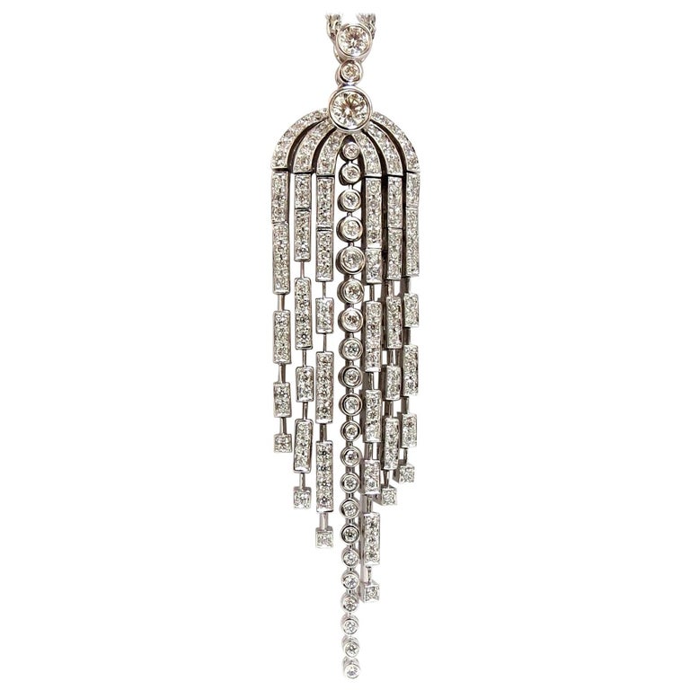 3.00CT Natural Diamonds Dangling Very Long Chandelier Pendant Station ...