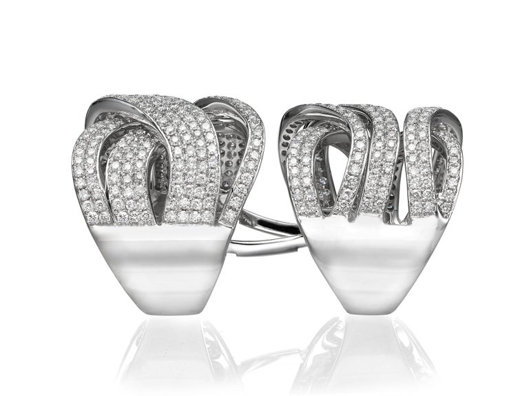 3.01 Carat Full Finger Diamond 18 Karat White Gold Cocktail Ring For ...