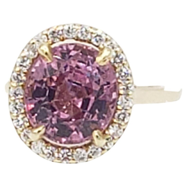 NEW GIA Cert Unheated Natural Oval Pink Spinel Diamond Ring in 14K ...