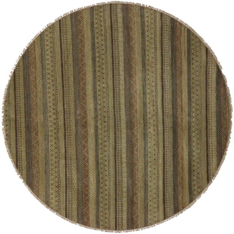 New Transitional Round Rug With Stripes and Modern Style For Sale at ...
