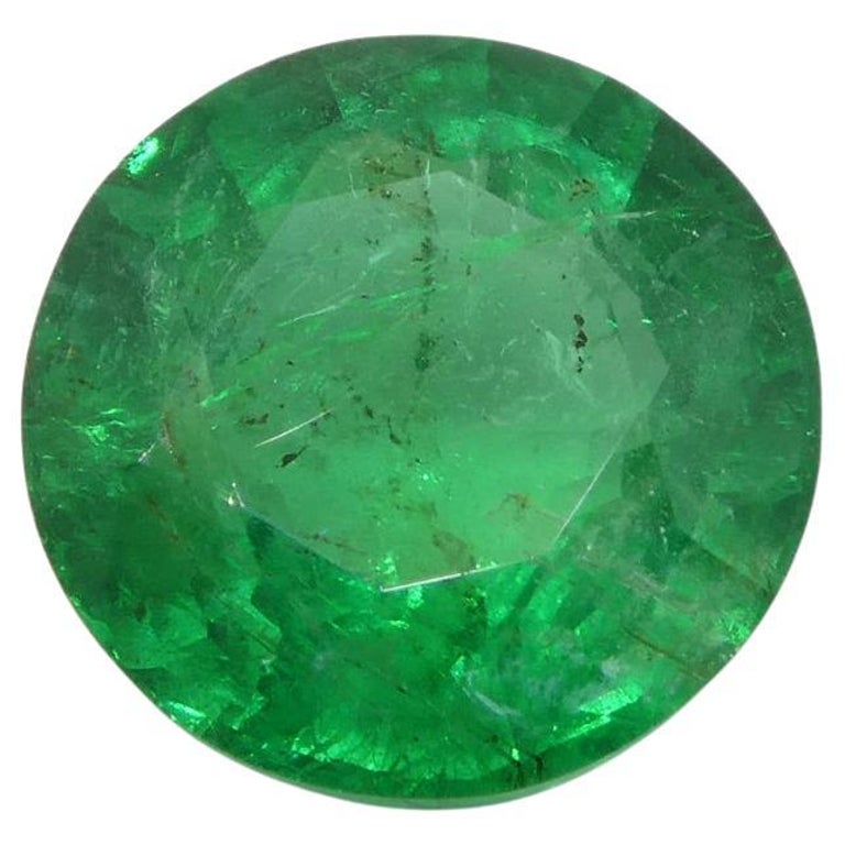 3.02 Carat Round Green Emerald GIA Certified Zambia For Sale at 1stDibs