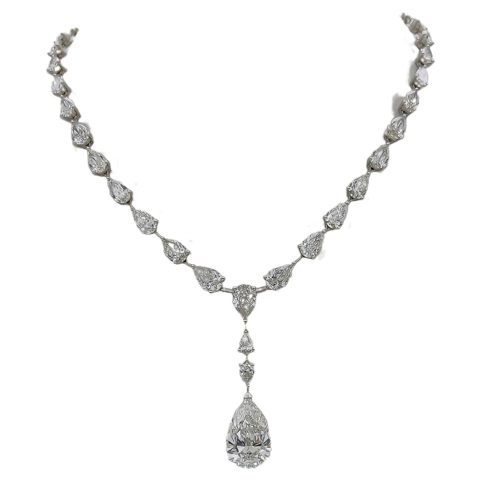 30.31CT Handmade Diamond Necklace, set in 18K White Gold For Sale at ...