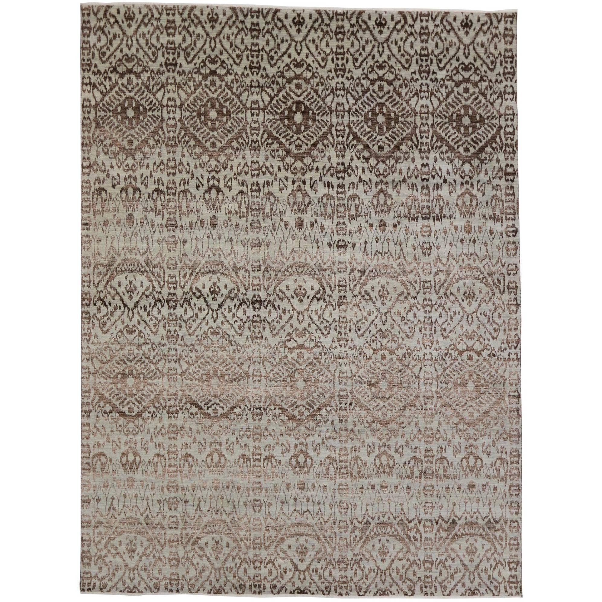 Rug and Kilim’s Classic Ikats Style Rug with Red, Gray and Gold ...