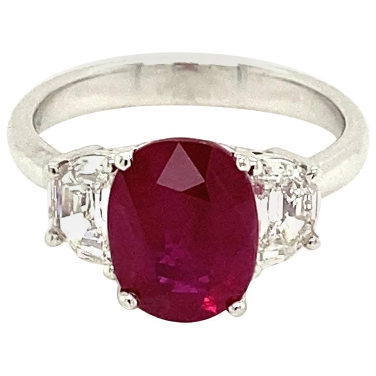 GIA Certified Five Carat Vivid Red Pigeon's Blood Burma Ruby and ...