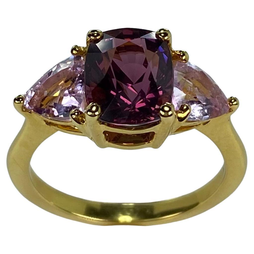 3.06ct Raspberry Mahenge Spinel and Padparadscha Sapphire Ring For Sale ...