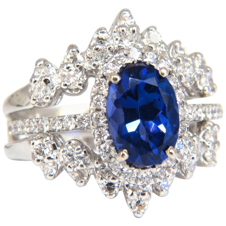 Bague en tanzanite naturelle de 3,07 carats et bague à empiècement avec ...
