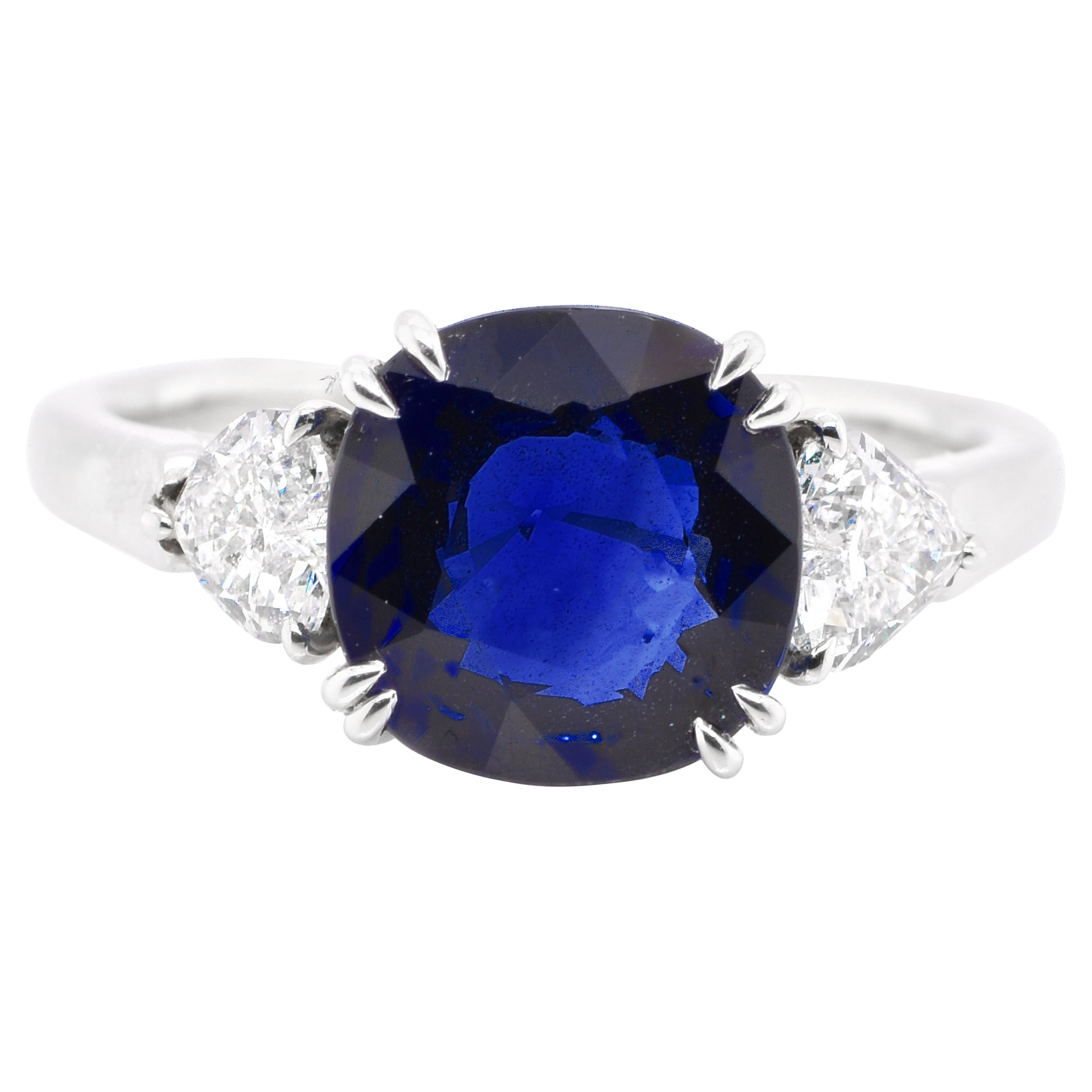 3 Carat Sapphire and Diamond Three-Stone Ring Rose and White Gold For ...