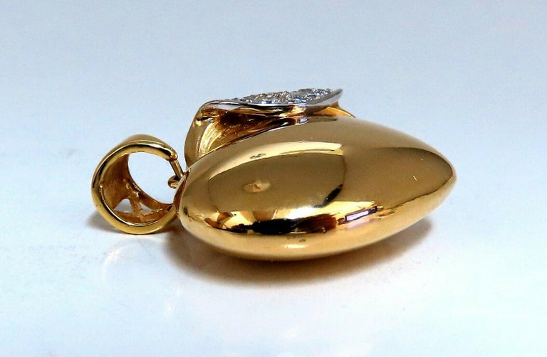 .30 Carat Natural Diamonds Heart Puff Domed Pendant 14 Karat For Sale ...