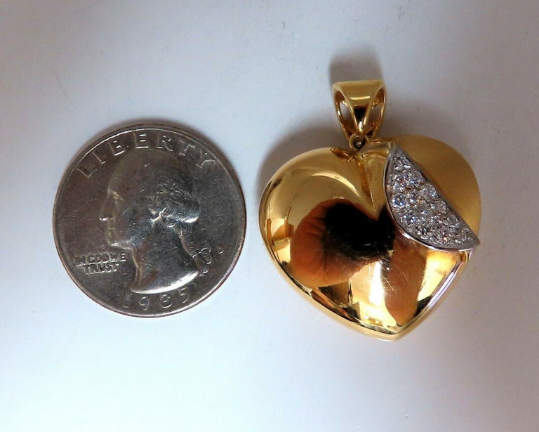 .30 Carat Natural Diamonds Heart Puff Domed Pendant 14 Karat For Sale ...