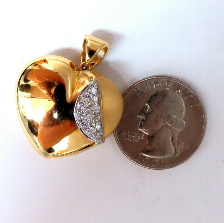 .30 Carat Natural Diamonds Heart Puff Domed Pendant 14 Karat For Sale ...
