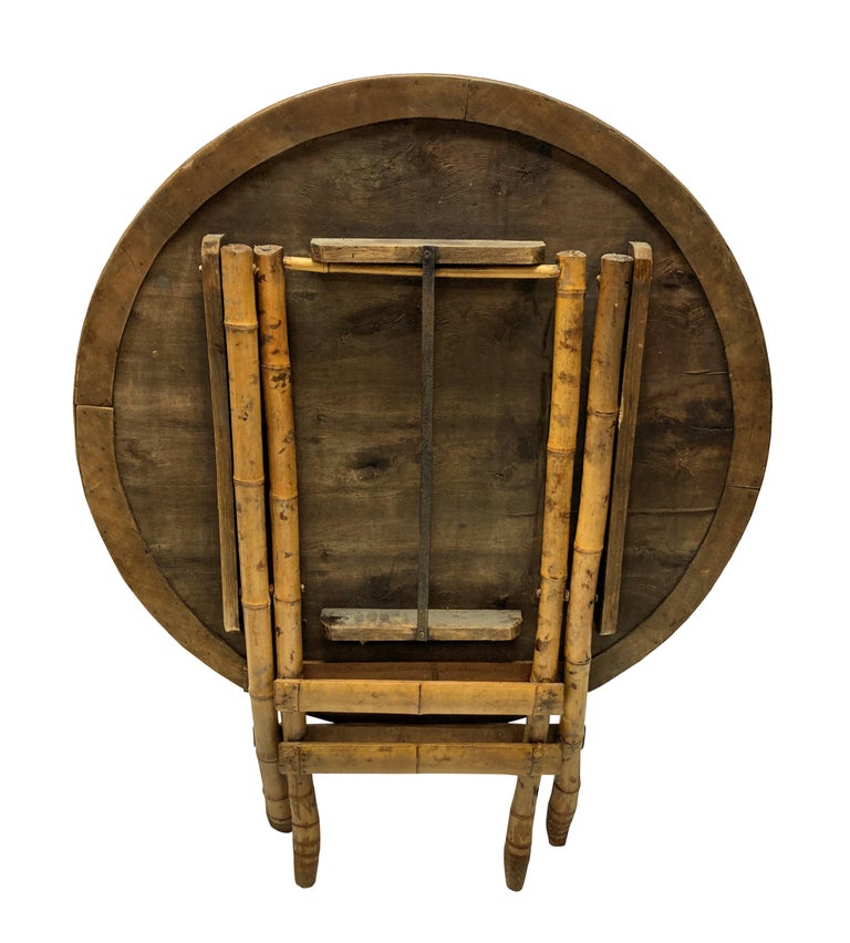 30's French Bamboo Clad Folding Table For Sale at 1stDibs