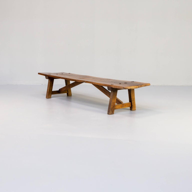 30s French Oak Wooden Bench For Sale at 1stDibs