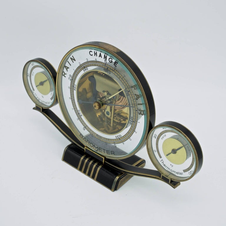 Hans Lufft Machine Age Luxury Table Barometer Weather Station Mid ...