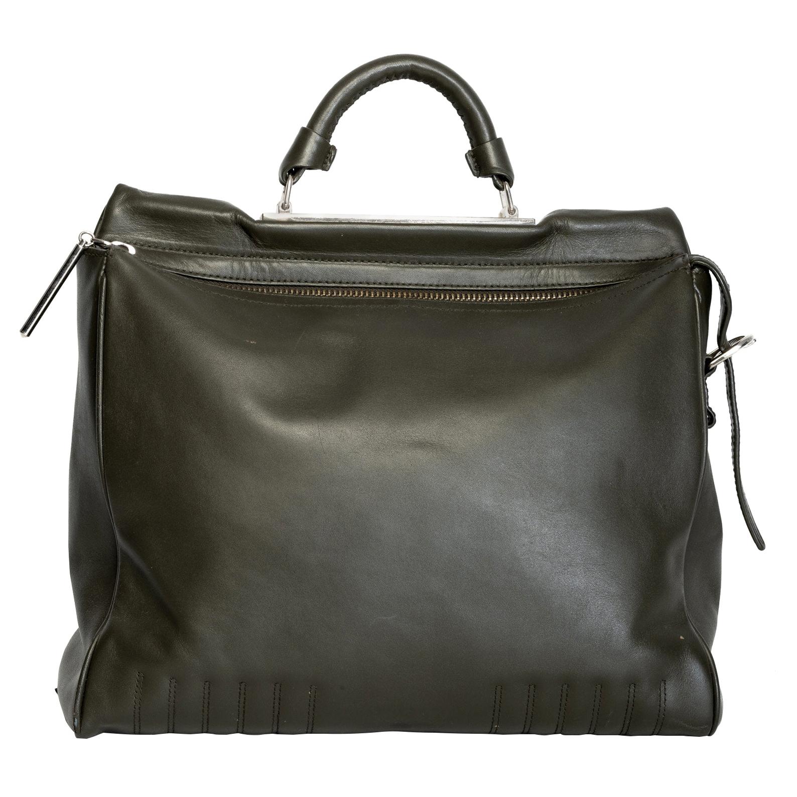 3.1 PHILLIP LIM Blue Denim Black Leather 31 Hour Bag For Sale at 1stDibs