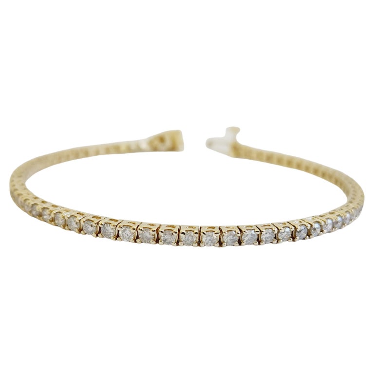3.10 Carat Round Brilliant Cut Diamond Tennis Bracelet 14 Karat Yellow Gold For Sale at 1stDibs