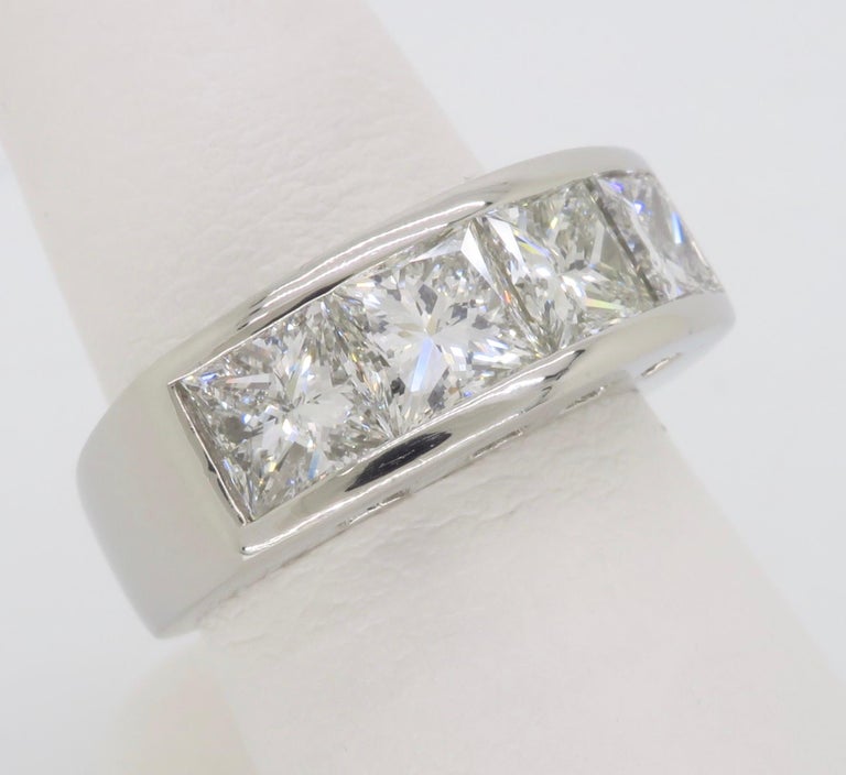 3.10ctw Four Stone Diamond Band Made in Platinum For Sale at 1stDibs