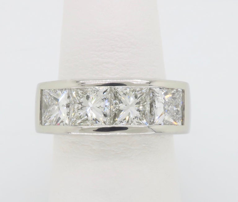 3.10ctw Four Stone Diamond Band Made in Platinum For Sale at 1stDibs
