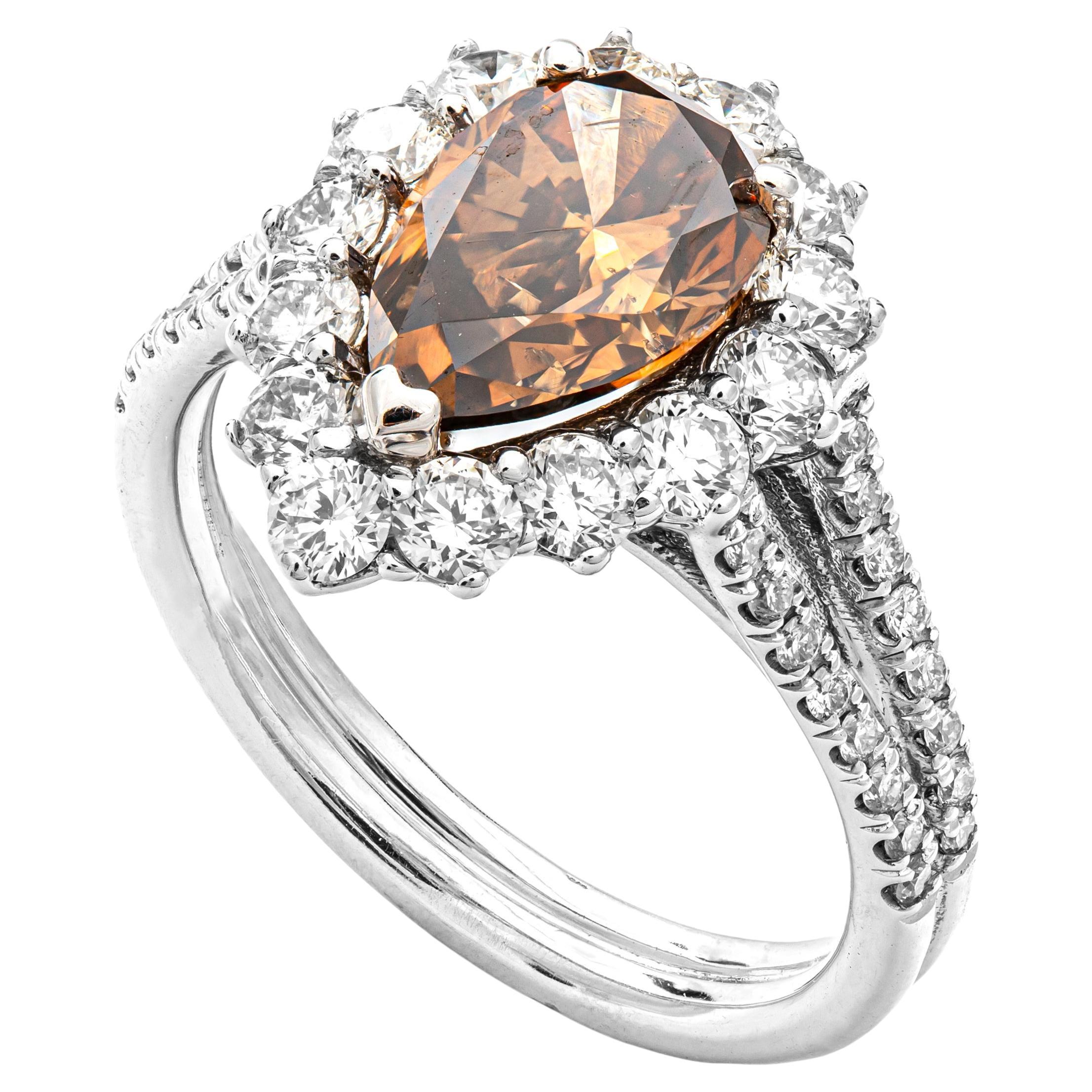 3.72 Ct Natural Fancy Deep Orangy Brown Diamond Ring For Sale at 1stDibs