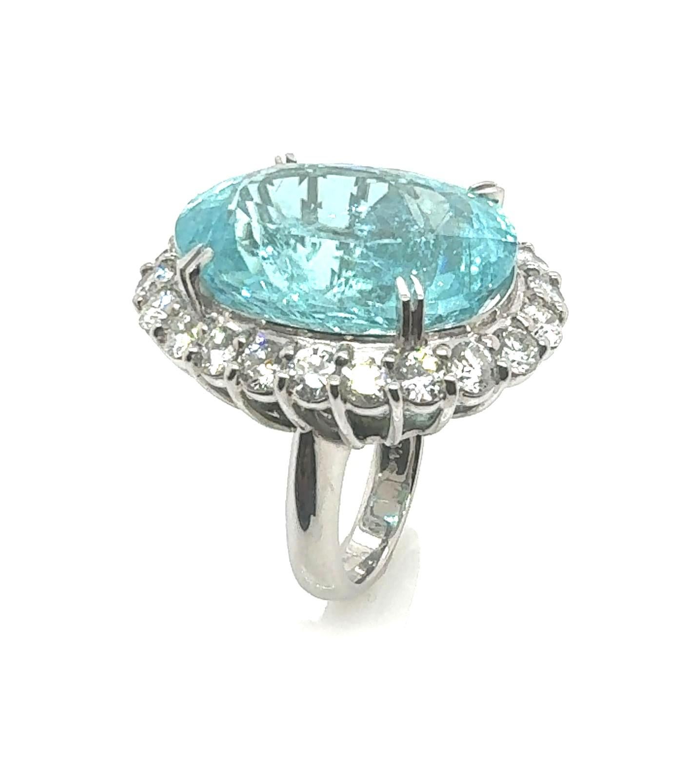 Azure Majesty 31.76 Carat Paraiba Tourmaline Oval Ring For Sale at 1stDibs