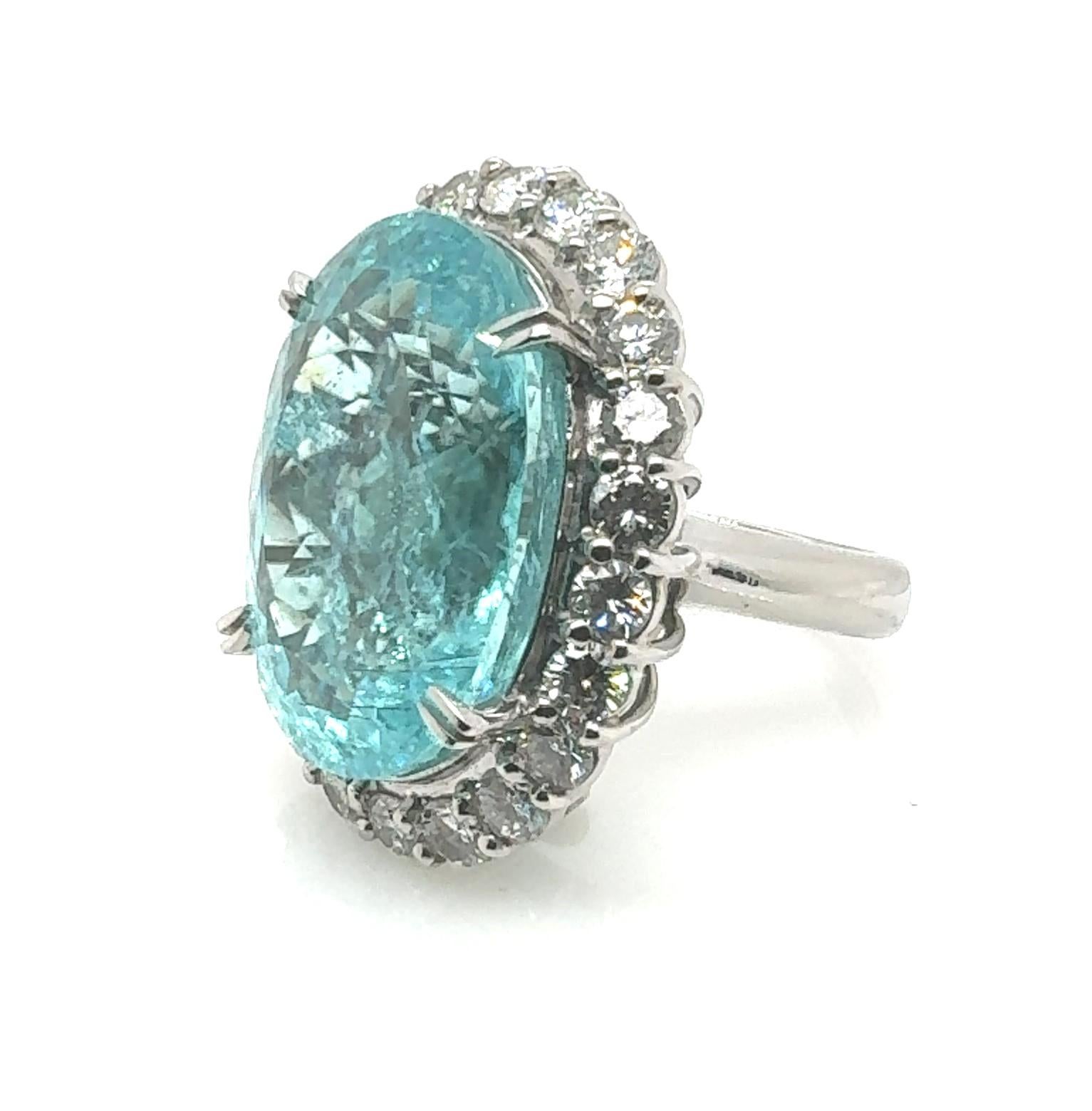 Azure Majesty 31.76 Carat Paraiba Tourmaline Oval Ring For Sale at 1stDibs