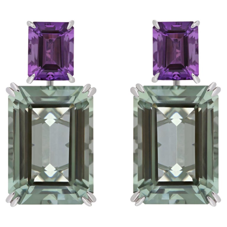 31.7cts Mint Quartz, Pink Amethyst 14 Karat White Gold Wedding Wear ...