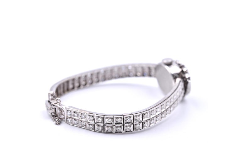 3.18 Carat Diamond Hamilton 14 Karat White Gold Flip-Top Watch at 1stDibs