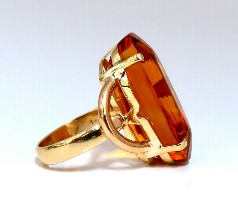 31 Carat Natural Citrine Solitaire Circular Raised High Profile Ring 14 ...