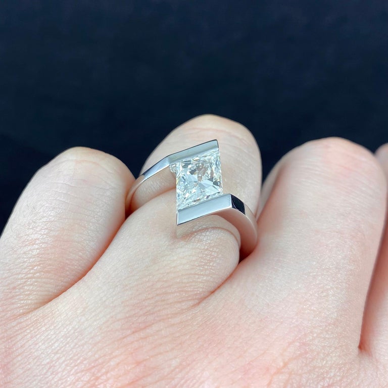 3.1ct Rhombus Lozenge Brilliant Cut Diamond Solitaire Engagement Ring ...