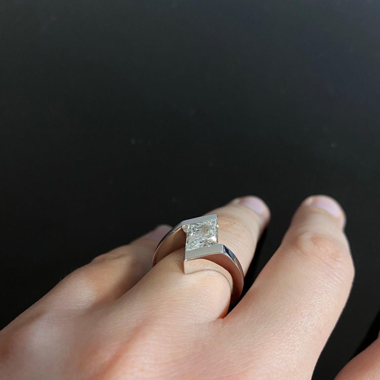 3.1ct Rhombus Lozenge Brilliant Cut Diamond Solitaire Engagement Ring ...