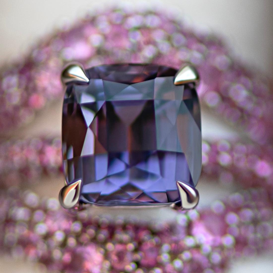 3.2 Carat Spinel Pink Sapphires 18 Karat White Gold Dual Rings "Embrace ...