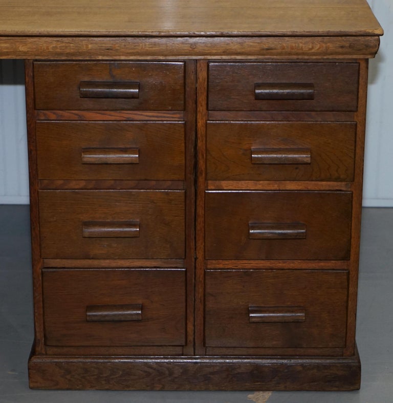 32 Drawers Double Sided Twin Pedestal Oak Partners Desk Haberdashery ...