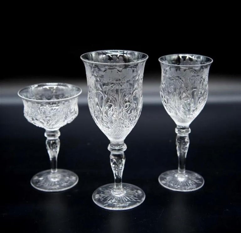 32 Pieces of Fine Crystal Service Antique English Floral Engraving ...