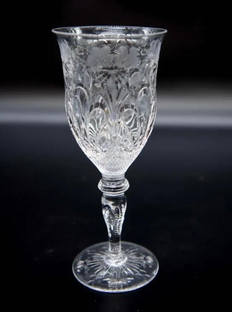 32 Pieces of Fine Crystal Service Antique English Floral Engraving ...