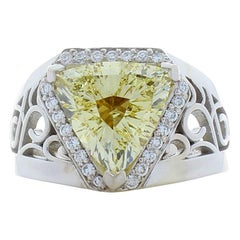 Large Trillion Cut Amethyst Diamond Gold Ring at 1stdibs