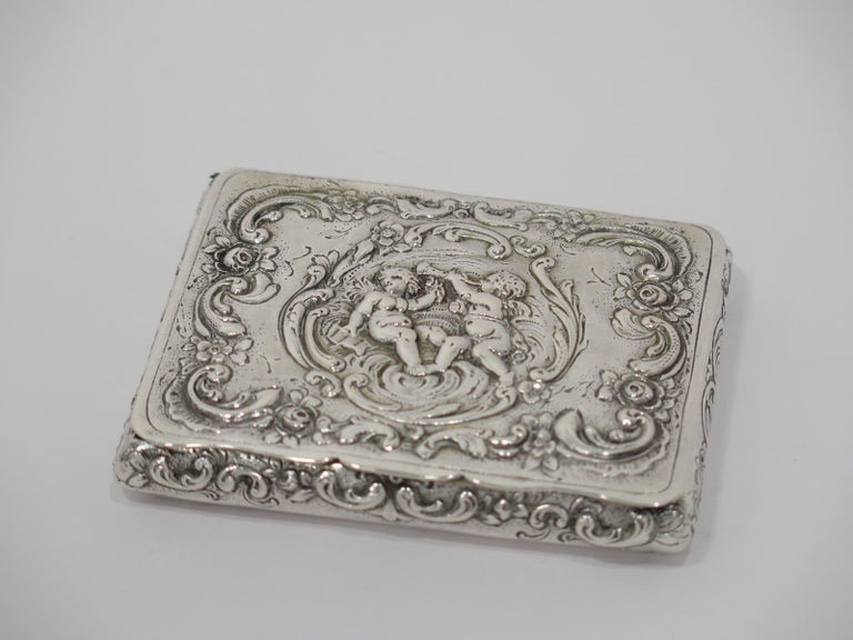 European Silver Gilt Inside Antique German Cherubs Playing Flute Snuff ...
