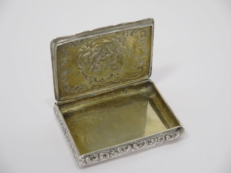 European Silver Gilt Inside Antique German Cherubs Playing Flute Snuff ...