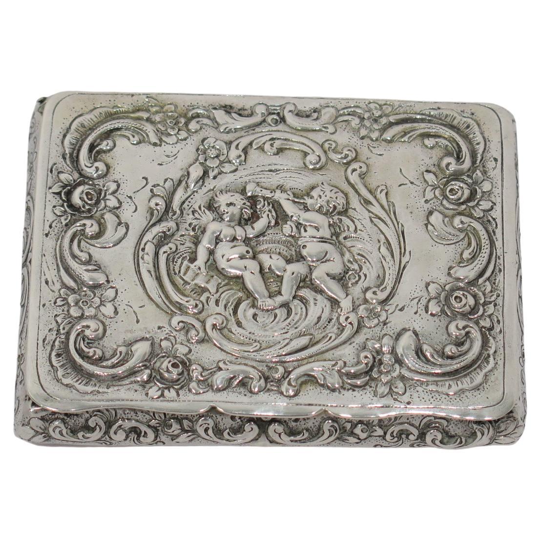 European Silver Antique Dutch River Windmills Rectangular Snuff Box For ...