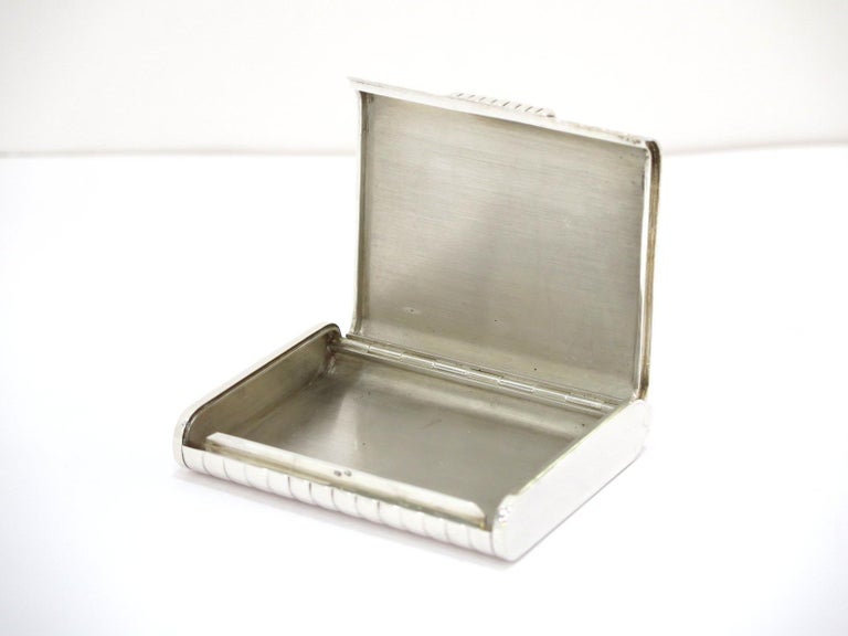 935 Silver Vintage Continental Striped Cigarette Case For Sale at 1stDibs