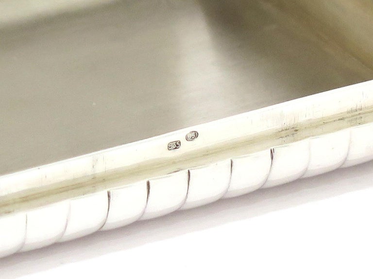 935 Silver Vintage Continental Striped Cigarette Case For Sale at 1stDibs