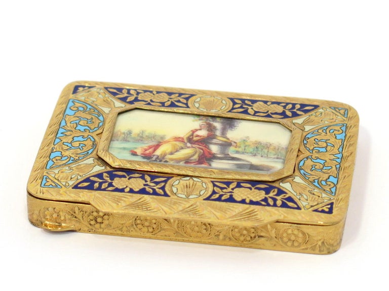 3.25 in - European Silver Gilt Enamel Antique Italian Beautiful Girl ...