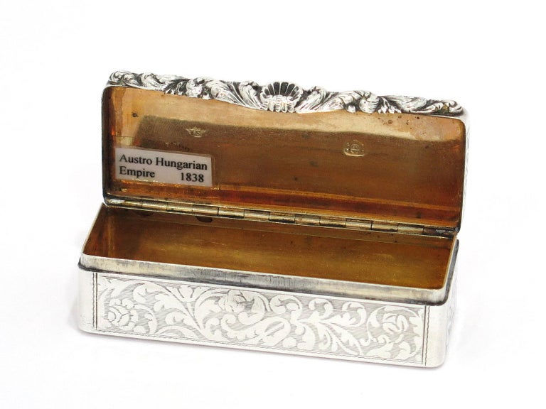 3.25 in European Silver Gilt Interior Antique Austrian c. 1838 Floral ...