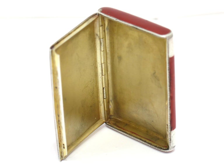 Sterling Silver Red White Enamel Antique London Import Mark Cigarette ...